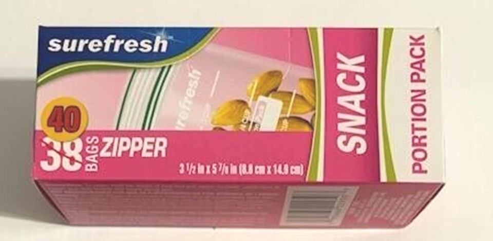 Portion Control Snack Bags clear 3-1/2" x 5-7/8" zipper seal 2 x 40ct ...