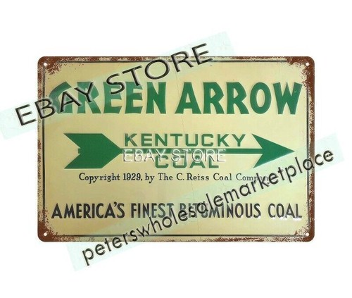 GREEN ARROW Kentucky Coal mining miner gift metal tin sign hanging wall ...