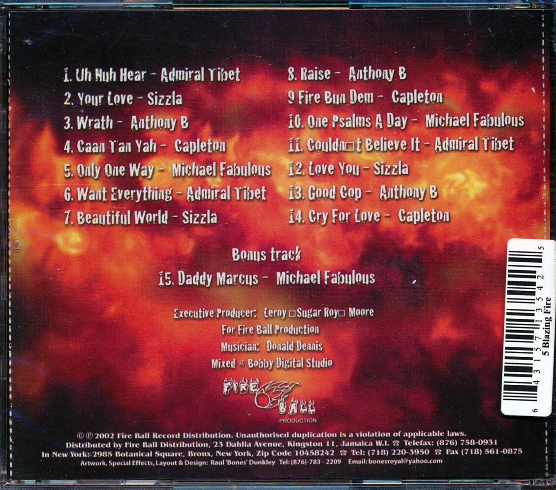 CD Sizzla, Capleton, Anthony B, etc. - 5 Blazing Fire | eBay