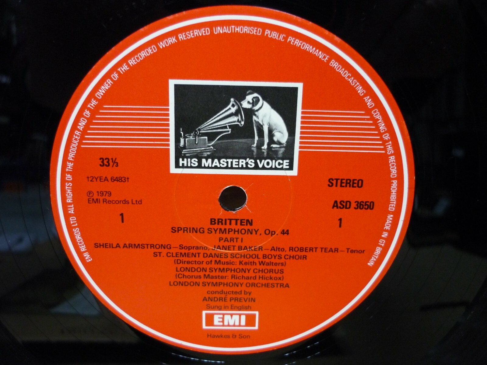 ASD 3650 BRITTEN Spring Symphony LSO ANDRE PREVIN/JANET BAKER HMV ...