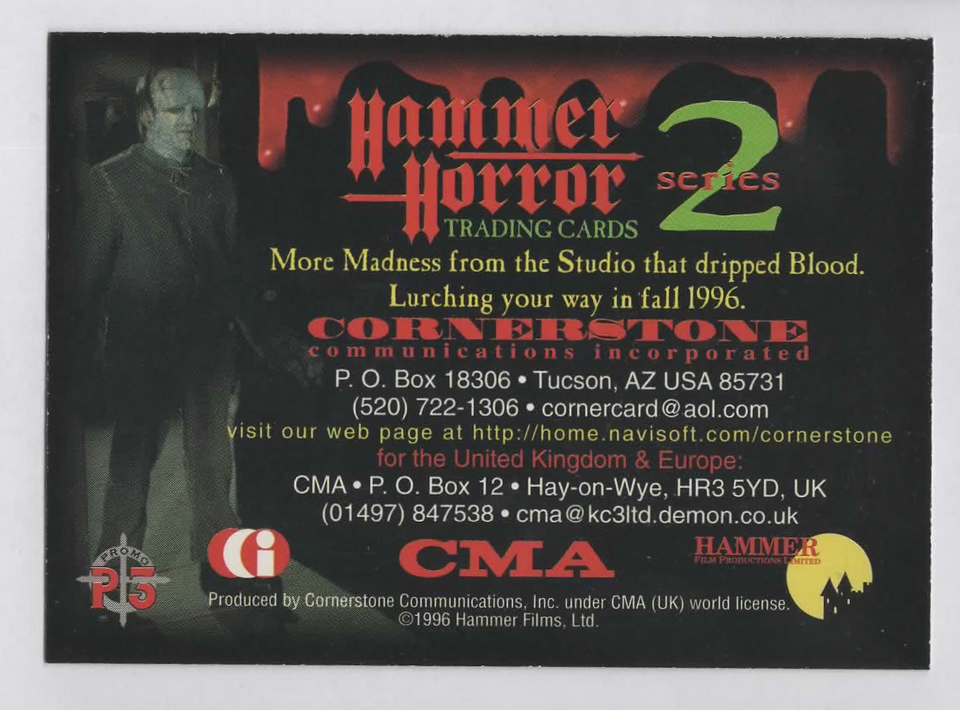 NEW UNCIRCULATED Hammer Horror Trading Cards Series 2 Promo Card P3 ...