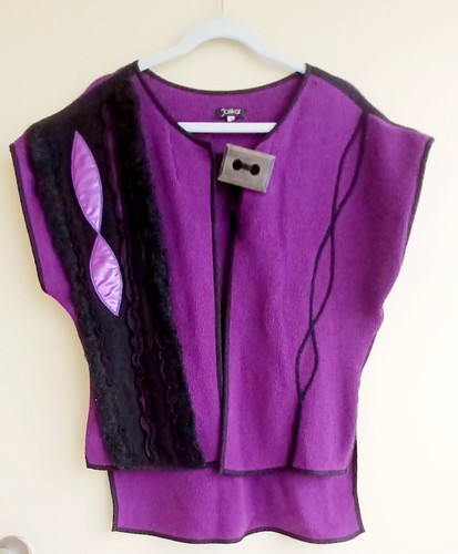 Jaskar Purple Cap Sleeve Cardigan Vest Wood Button Top Size Medium ...