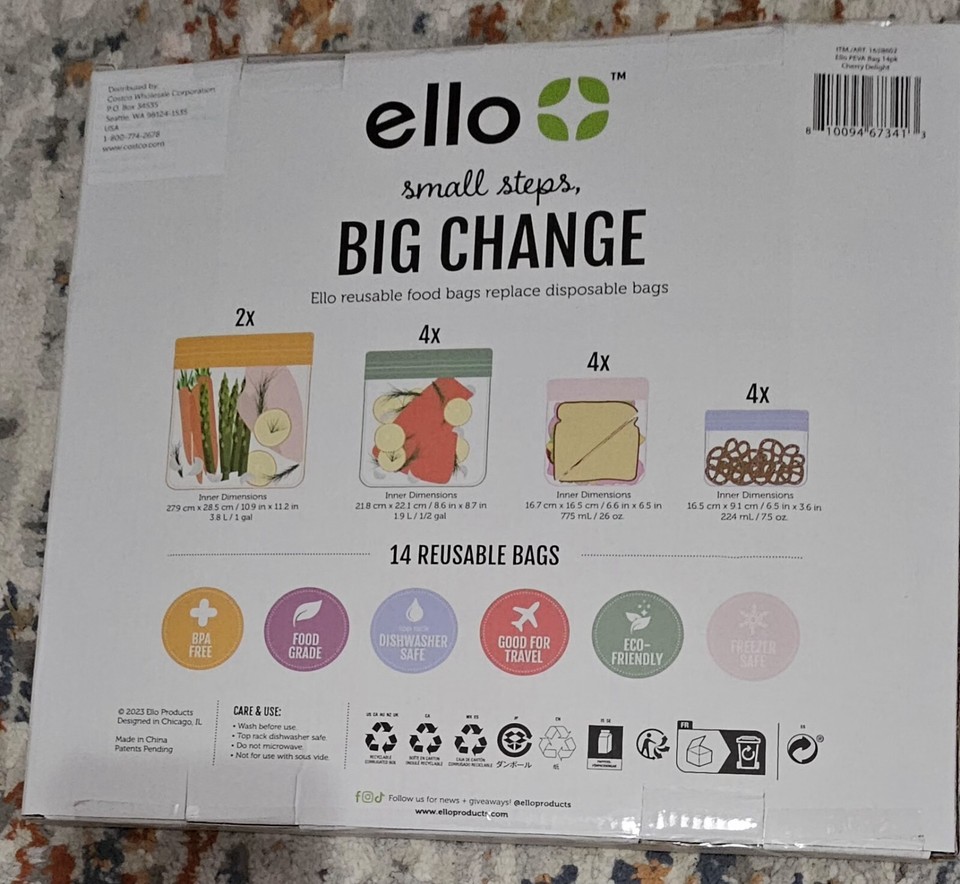 Ello 14 Reusable Standing Food Storage Bags | eBay