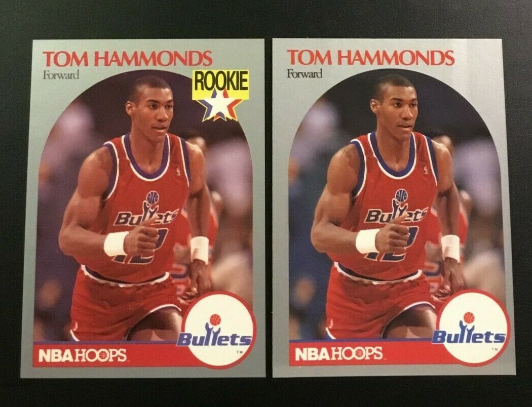 1990-1991 Hoops # 298 TOM HAMMONDS ROOKIE Lot 2 w Label and ERROR Look ...