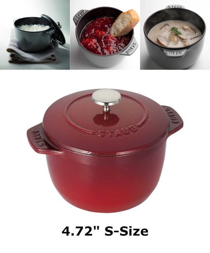 Staub Japan Genuine Enamel Pot 4.72" S-Size Red La Cocotte de GOHAN ...