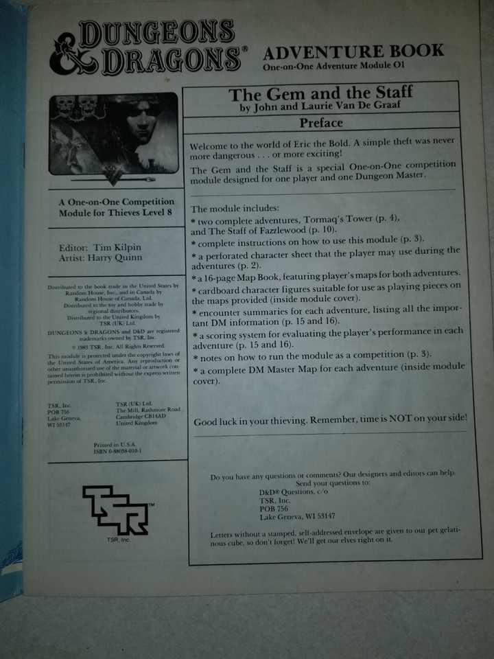 The Gem and The Staff; TSR 9050: Dungeons & Dragons. 1983 Wotc | eBay