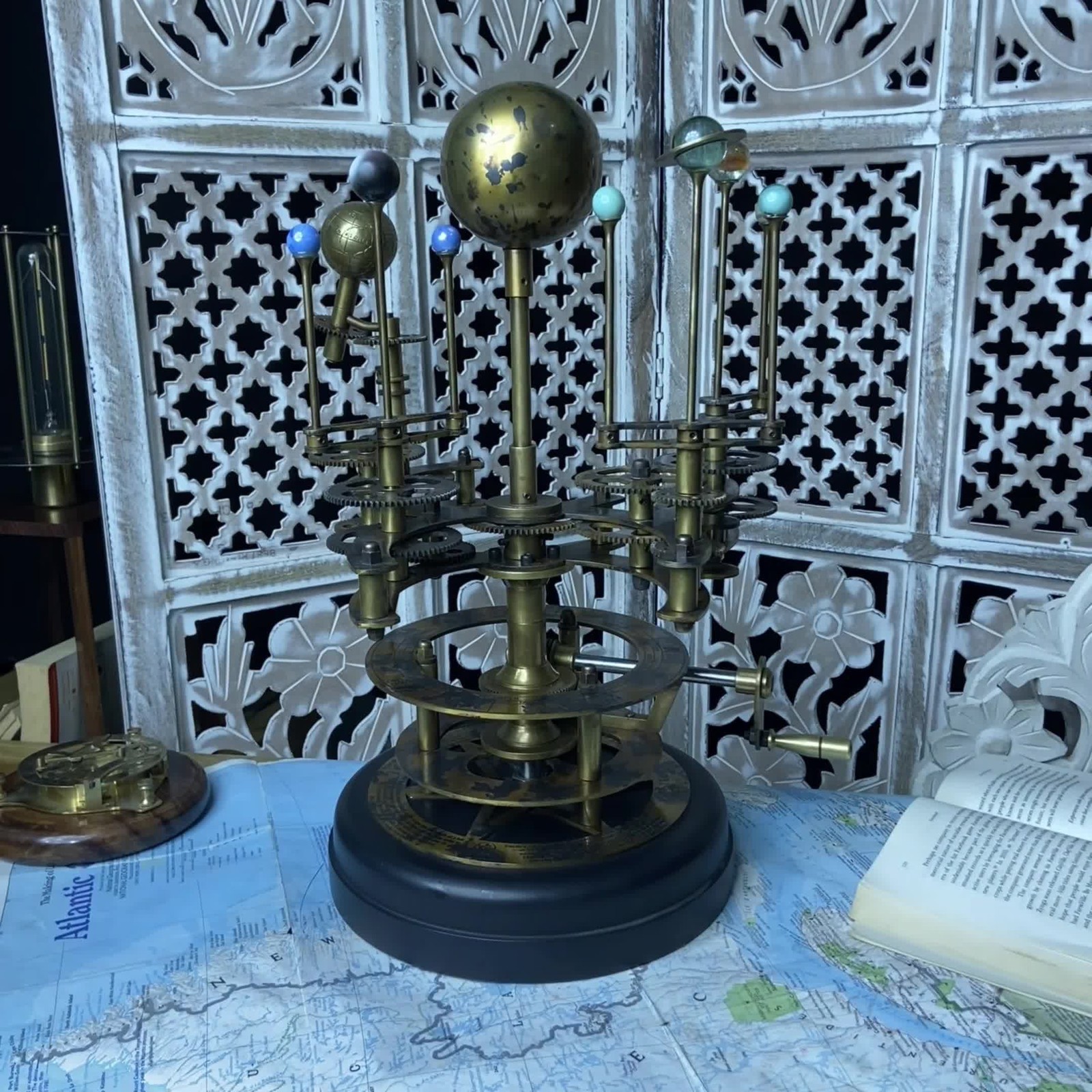 Rustic Orrery Solar System Celestial Model Fully Functional Antique ...