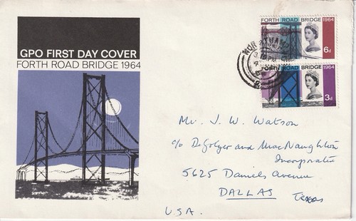 1964 Great Britain GPO First Day Of Issue Cover Envelope Forth Road ...