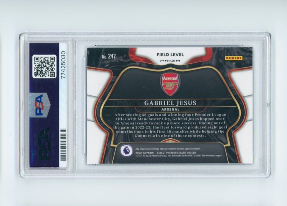 2022-23 Gabriel Jesus Panini Select Field Level Blue Arsenal Card SP ...