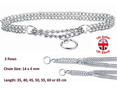 Semi Choke Chain Collar Metal Chrome Training 2 Rows 14 x 4 mm Chain 7 ...