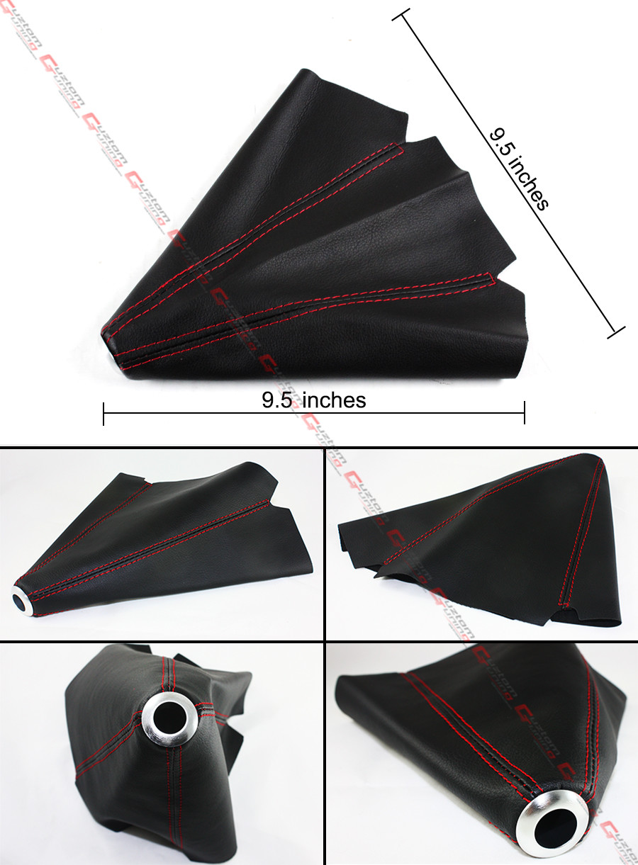 BLACK PVC LEATHER MANUAL SHIFT SHIFTER BOOT COVER WITH RED STITCHING ...