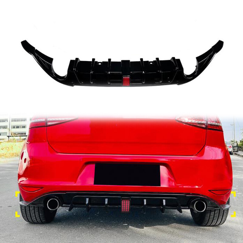 For 14-17 Golf 7 MK7 GTI GTD TSI Blk Rear Bumper Diffuser Lip W/ Light ...