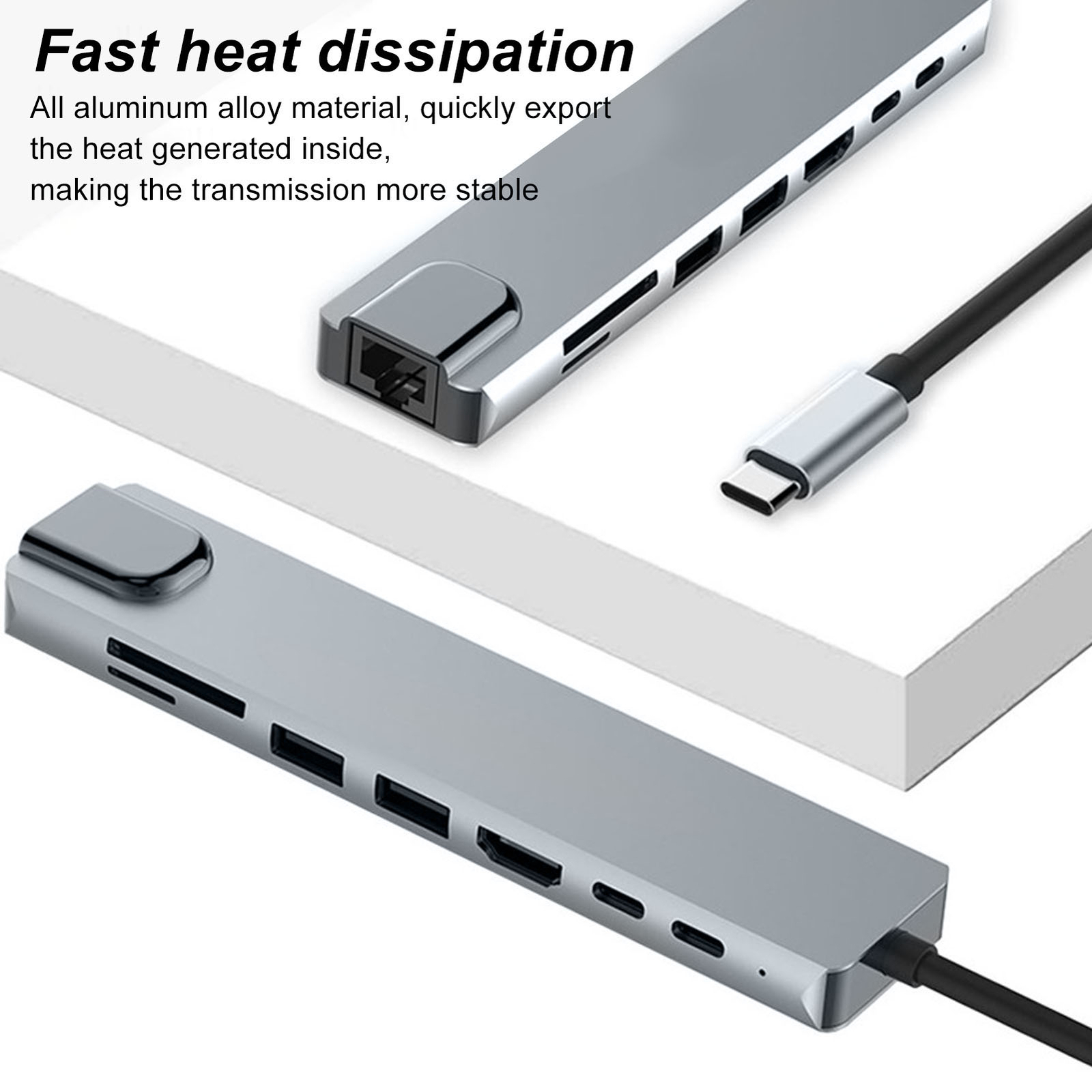 8 Ports Type C Hub USB3.0 PD RJ45 High Definition Multimedia Interface ...