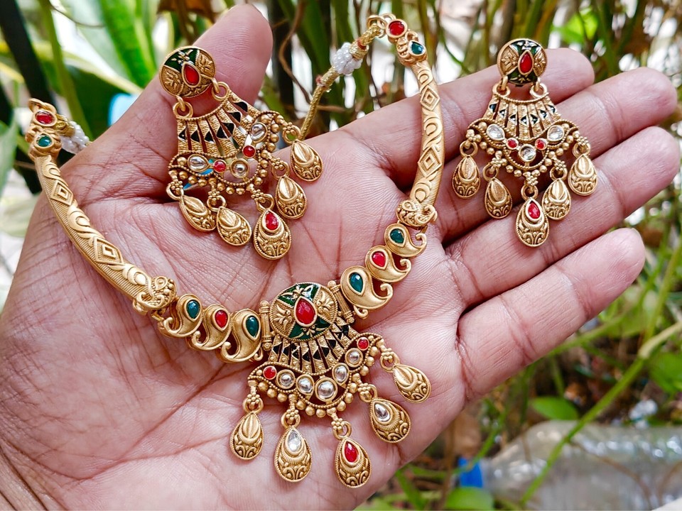 Indian Bollywood Gold Plated Kundan Choker Bridal Necklace Earrings ...