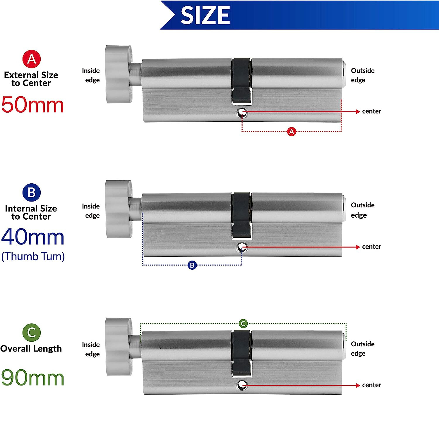 Keyed Alike Euro Cylinder Barrel Door Lock UPVC PVC Wooden Doors Key ...
