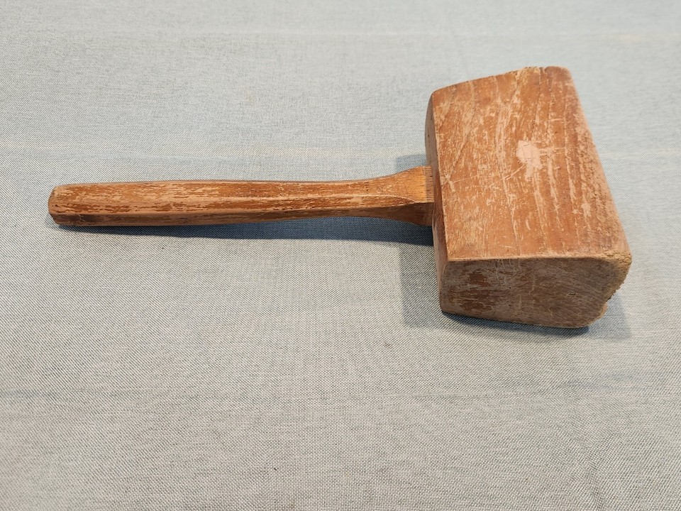 Antique Wooden Mallet Hammer Rustic Farm Wood Shop Tool Vintage 13 ...