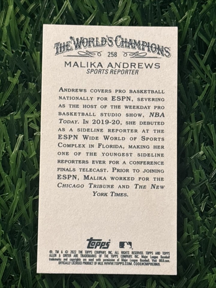 2022 Topps Allen & Ginter Black Border Mini #258 Malika Andrews ESPN | eBay