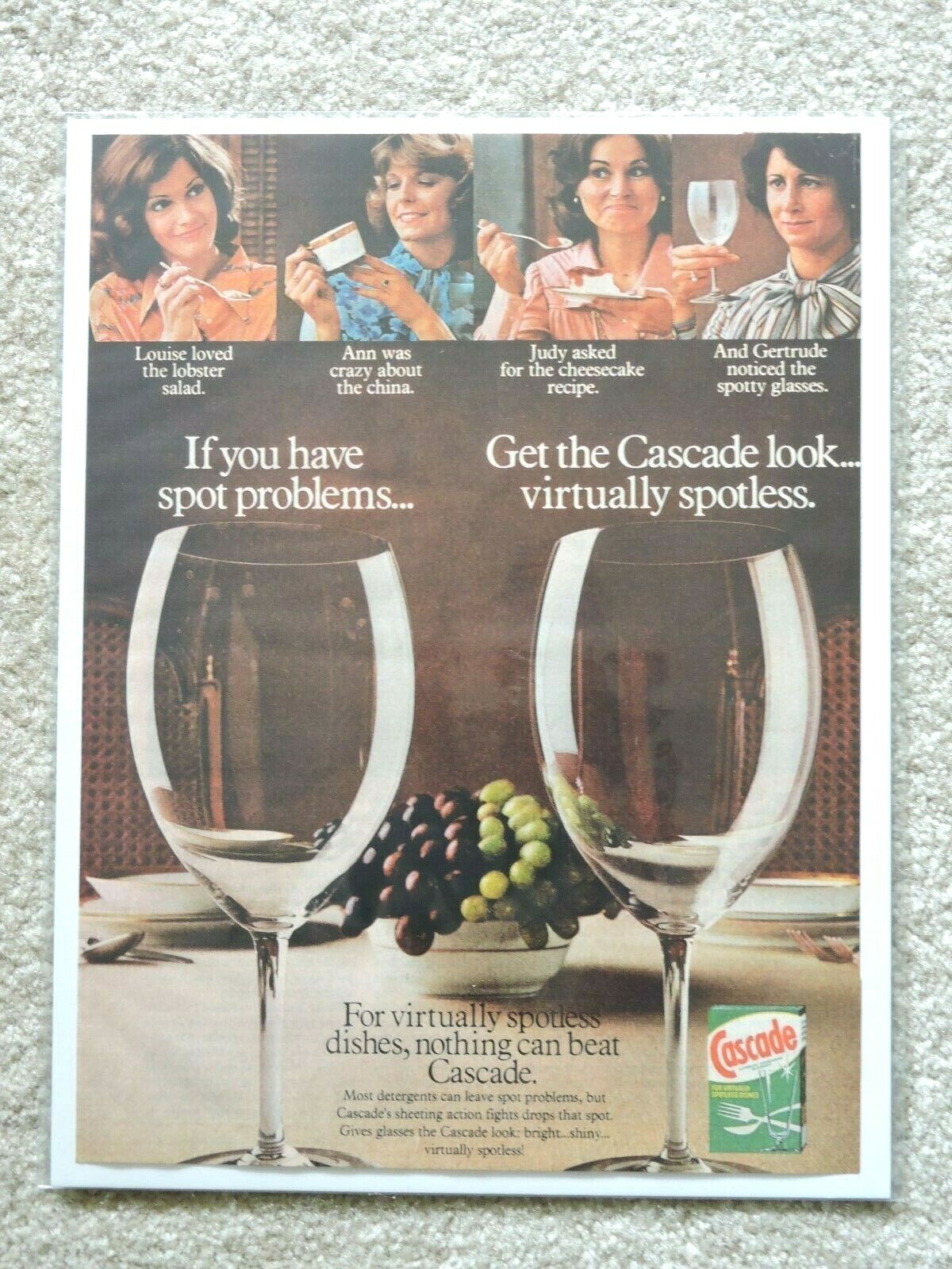 1977 "Cascade" Virtually Spotless Soap Magazine Advertisement Vintage ...