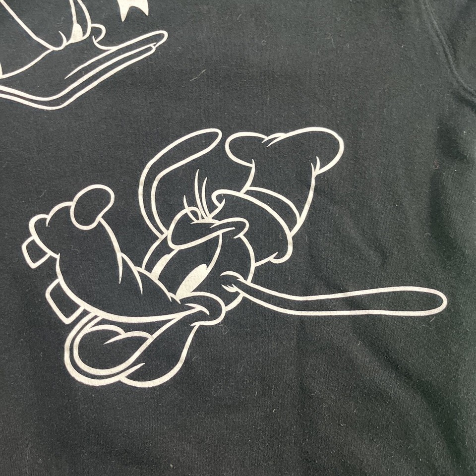 Disney Hoodie Mens Small Black Sweatshirt Angry Mickey Mouse Donald ...