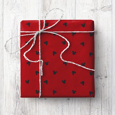 Mickey Mouse Ears Birthday Wrapping Paper (2 Sheets) - Red | eBay UK