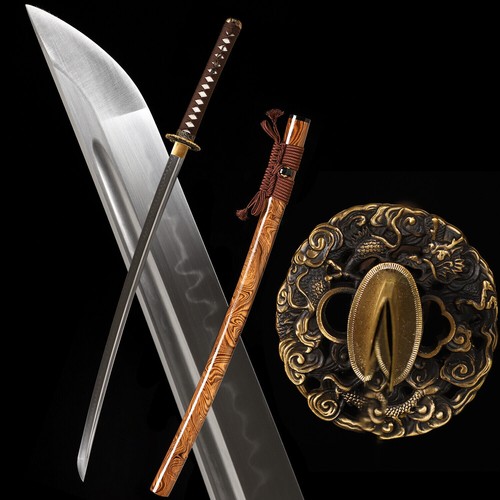 41" Full Tang Katana Samurai Sword Real T10 Steel Clay Tempered Razor ...