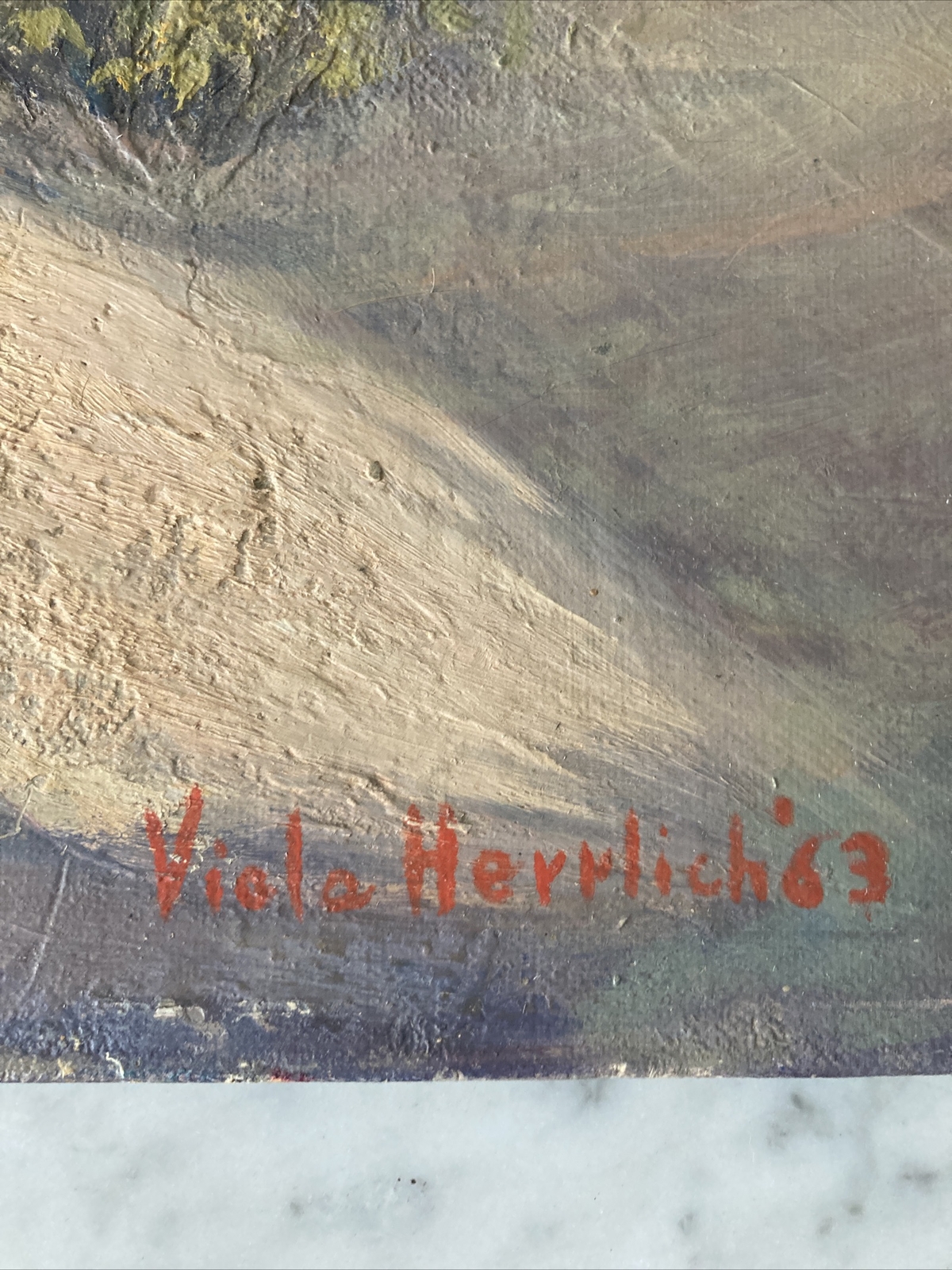 California Artist Vintage Oil Painting Mojave Desert Jessie Viola ...