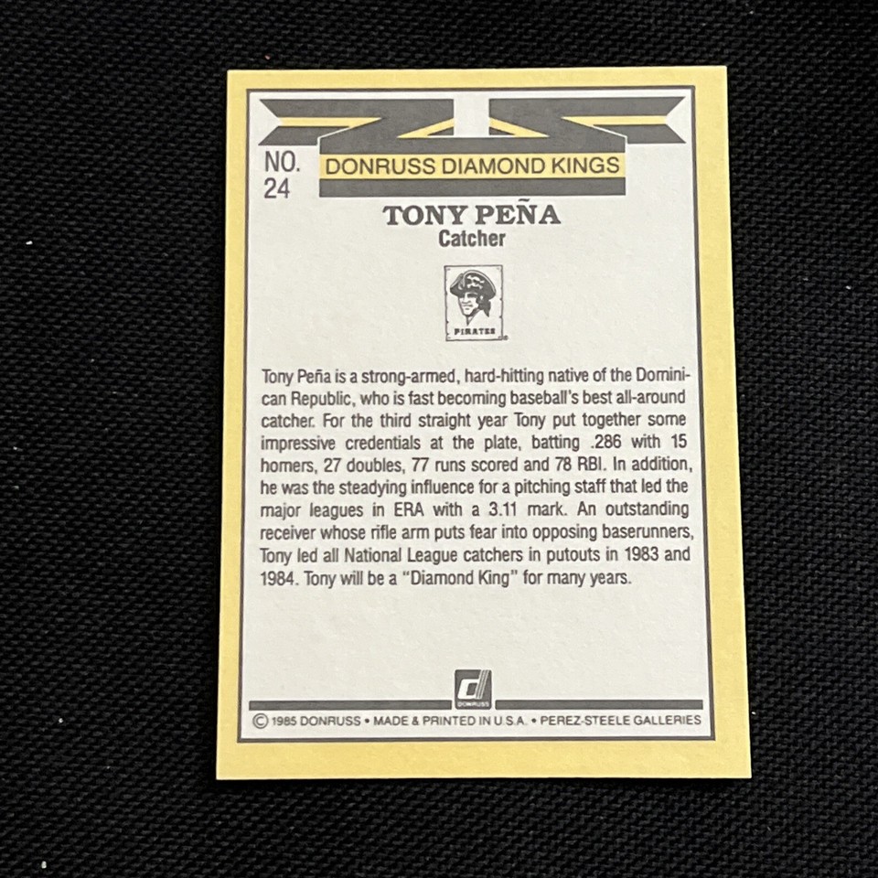 TONY PEÑA 1985 DONRUSS DIAMOND KINGS SIGNED AUTOGRAPHED CARD #24 ...