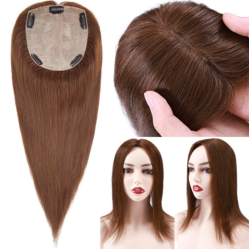 Clip in Remy 100% Human Hair Topper Toupee Women Hairpiece Wiglets 150% ...