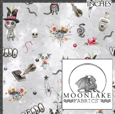 Voodoo doll Halloween Pattern Gothic 100% Quality Cotton Poplin Fabric ...