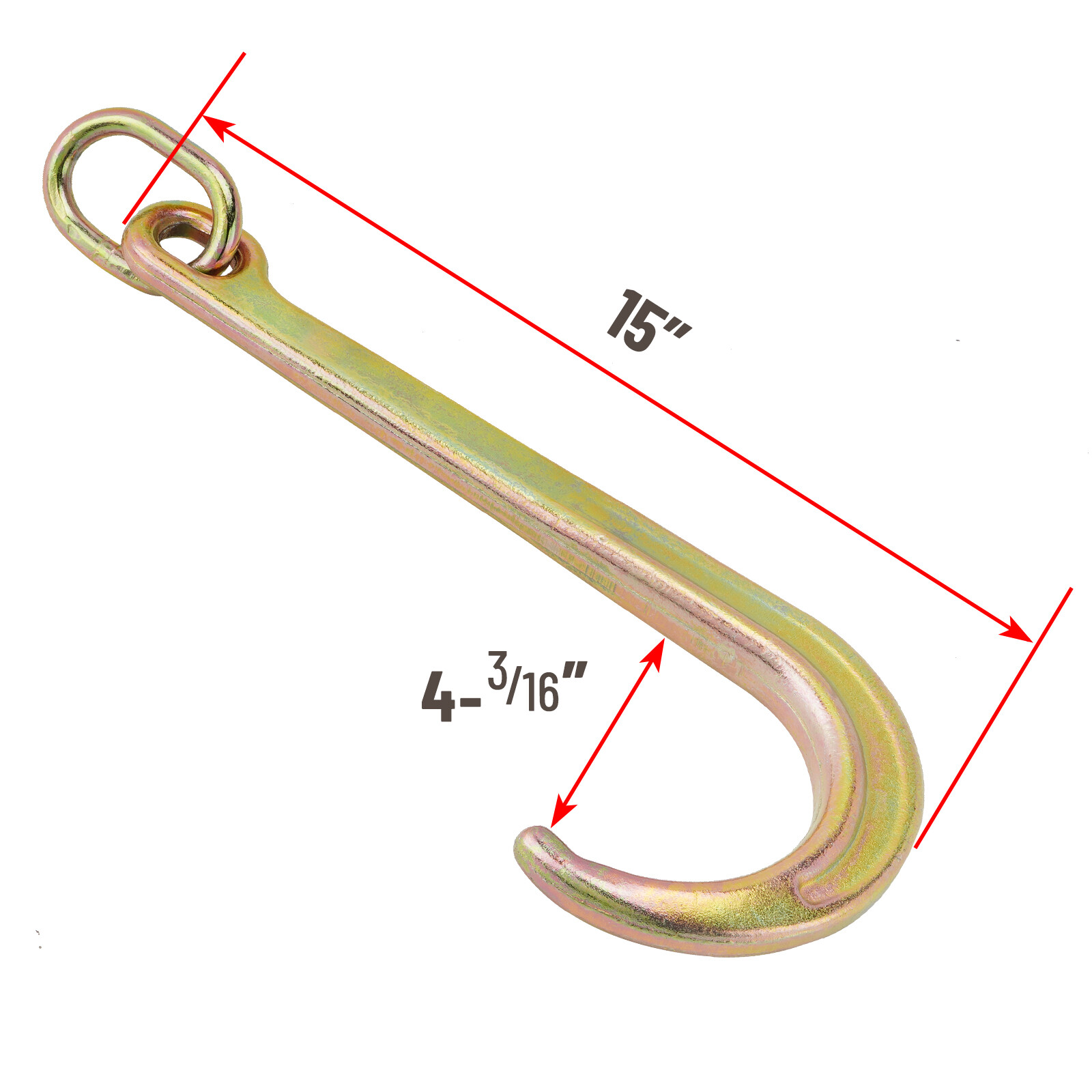 (2)15" Inch J Hook with Chain Link Tow Axle Strap Wrecker Clevis WLL G70 5400LBS | eBay