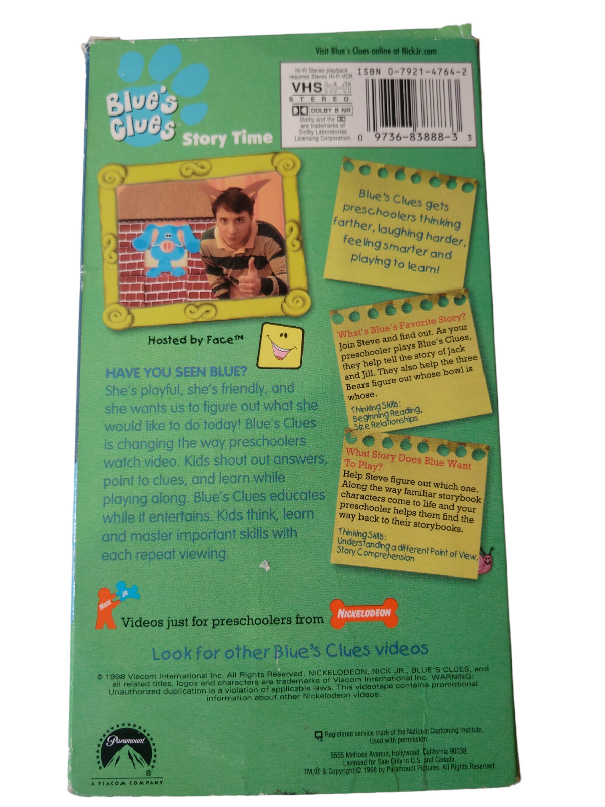 Blues Clues Story Time (VHS 1998) Nick Jr | Grelly USA