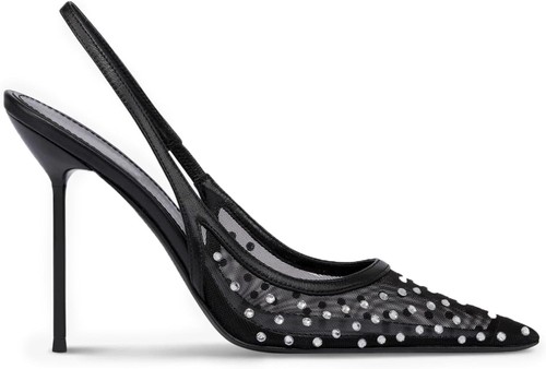 Mesh Slingback Heels for Women Sparkly Rhinestone Stilettos High 10 ...