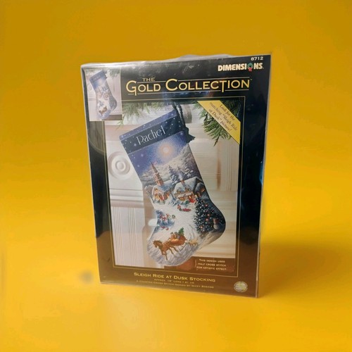 Dimensions Gold Christmas Stocking Kit #8712 Sleigh Ride At Dusk NEW | eBay