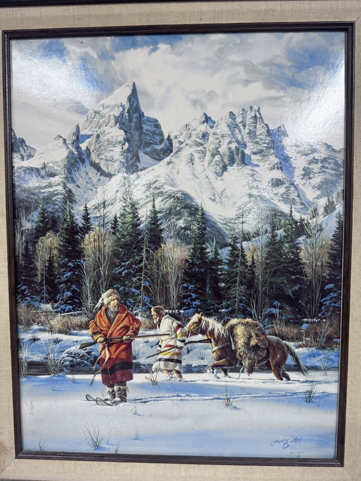 Gerry Metz Art Trapper In Tetons Art On Board Signed Matted And Framed ...