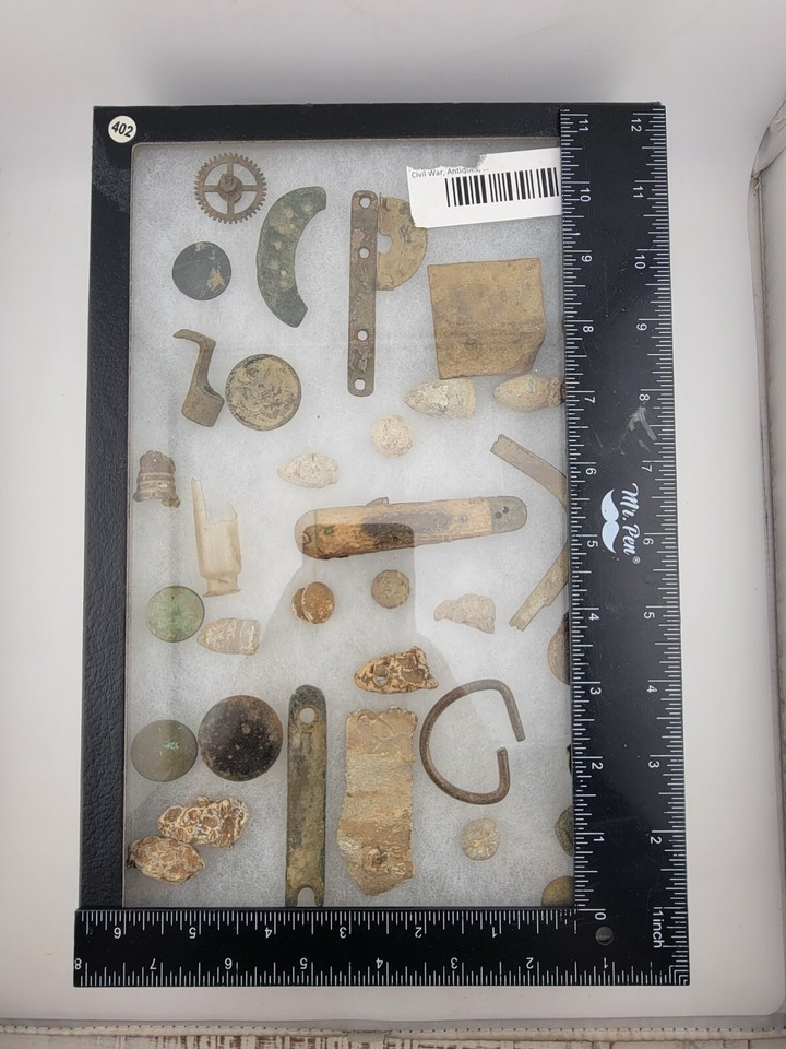 Tray Of Civil War Dug Relics W Pocket Knife, Bottles, Bullets, Gun ...