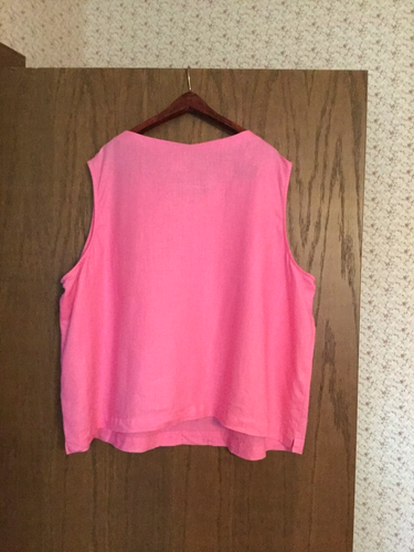 Women's Sleeveless David Dart Pink V-Neck 100% Linen Top Size 3X | eBay
