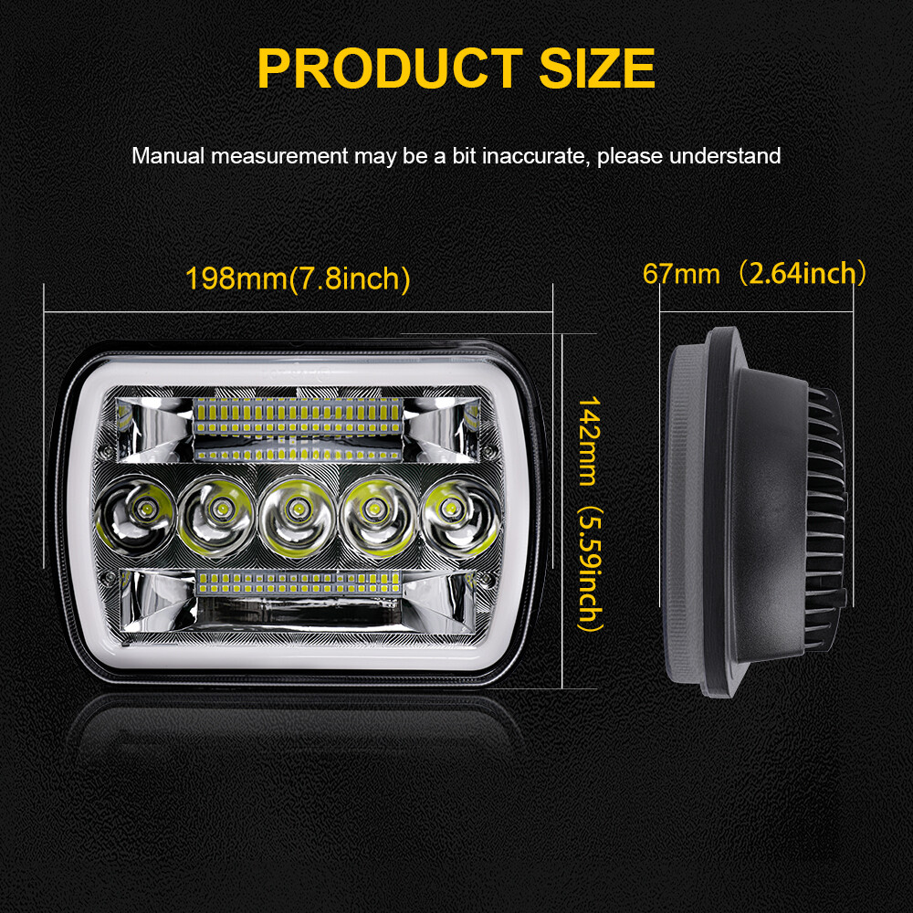 Pair 7X6 5X7''LED Headlights DRL Hi/Lo BeamFor Mack CH CH600 MS300P ...