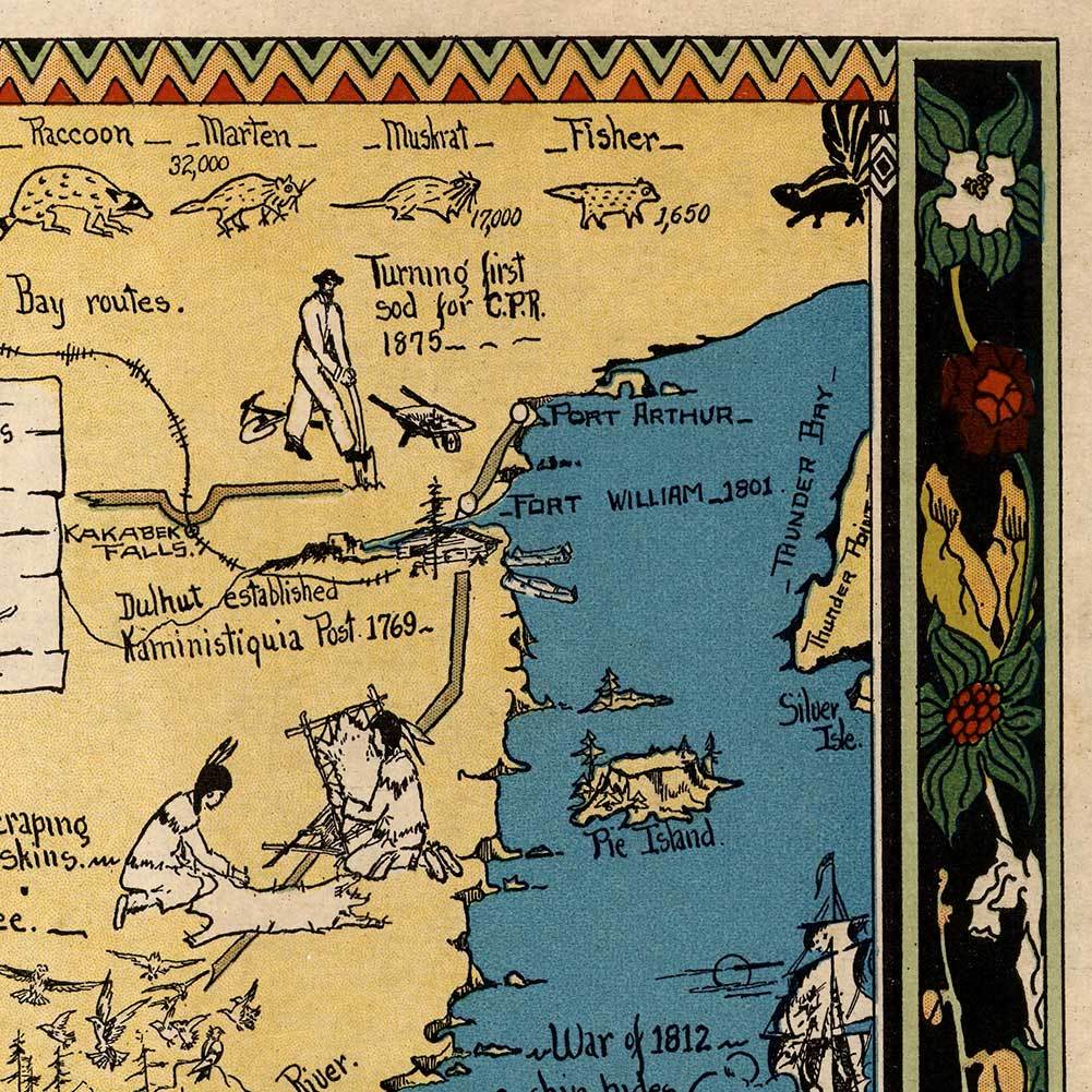 Big MINNESOTA State Arrowhead Travel MAP Art Print Poster USA circa ...