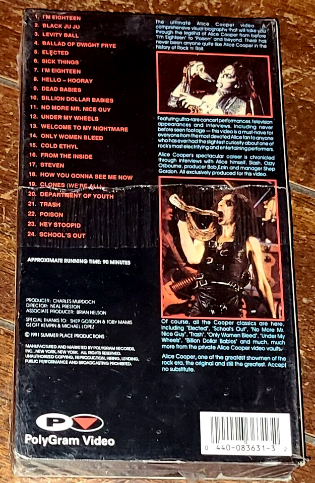 Prime Cuts by Alice Cooper (VHS, Aug-1991, Polygram) Free Shipping! | eBay