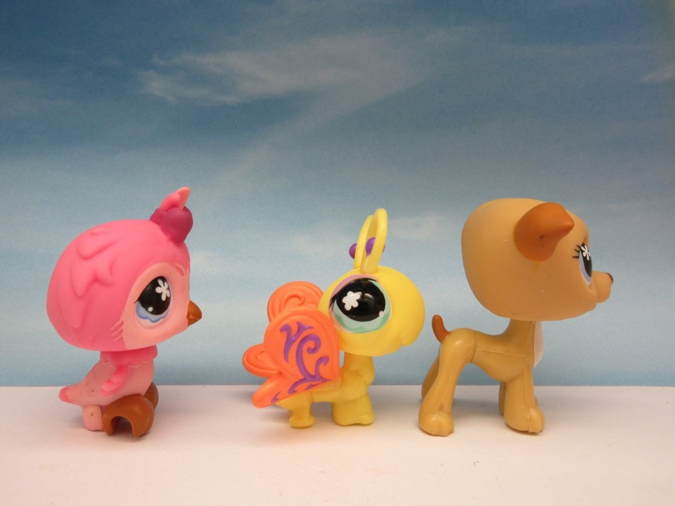 LITTLEST PET SHOP #496 497 498 PINK OWL YELLOW BUTTERFLY GREYHOUND DOG ...