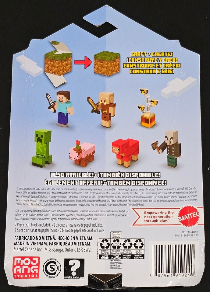 Minecraft Caves & Cliffs Steve 3.25" scale Video Game Authentic Action ...