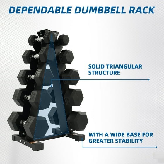 BalanceFrom 150LB Coated Hex Dumbbell Weight Set and A-Frame Storage ...