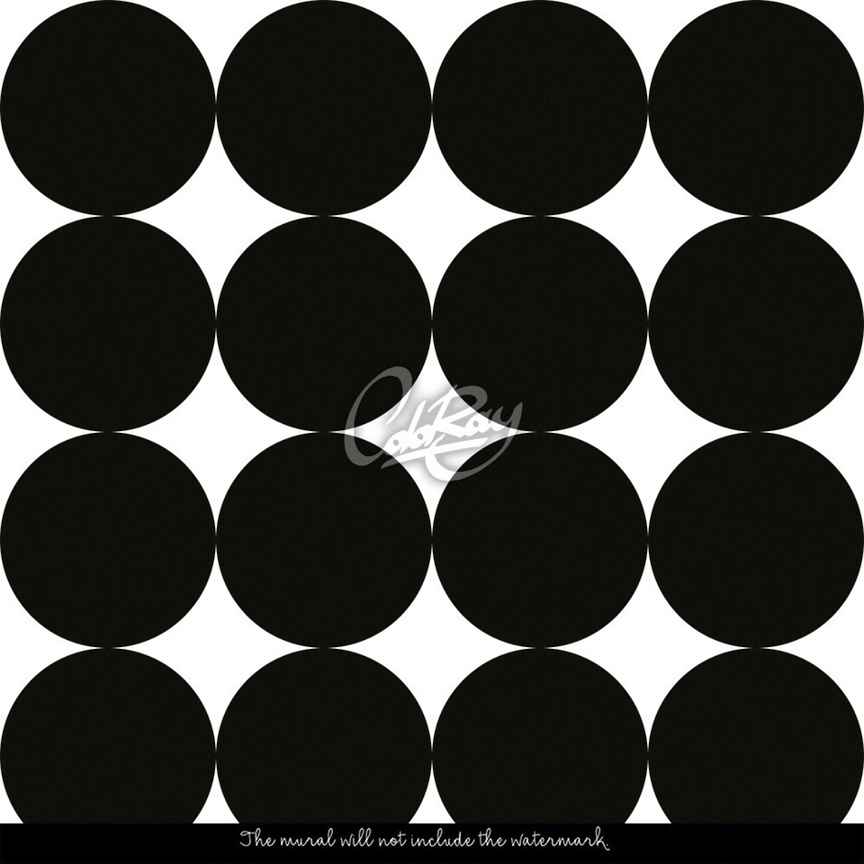 Black Giant Dots Dot Pattern Black and White Non-woven wallpaper Modern ...