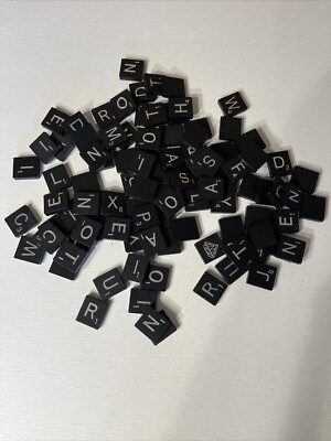 Scrabble Deluxe Onyx Black Tiles Silver Letters Diamond Individual ...