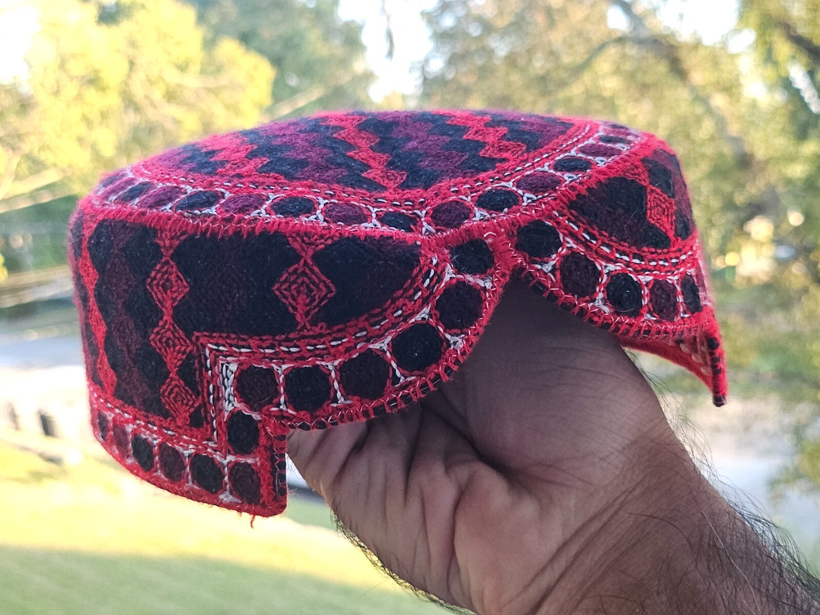 Handmade Sindhi Men Hat Red/Black Embroidery Traditional Topi Cap | eBay