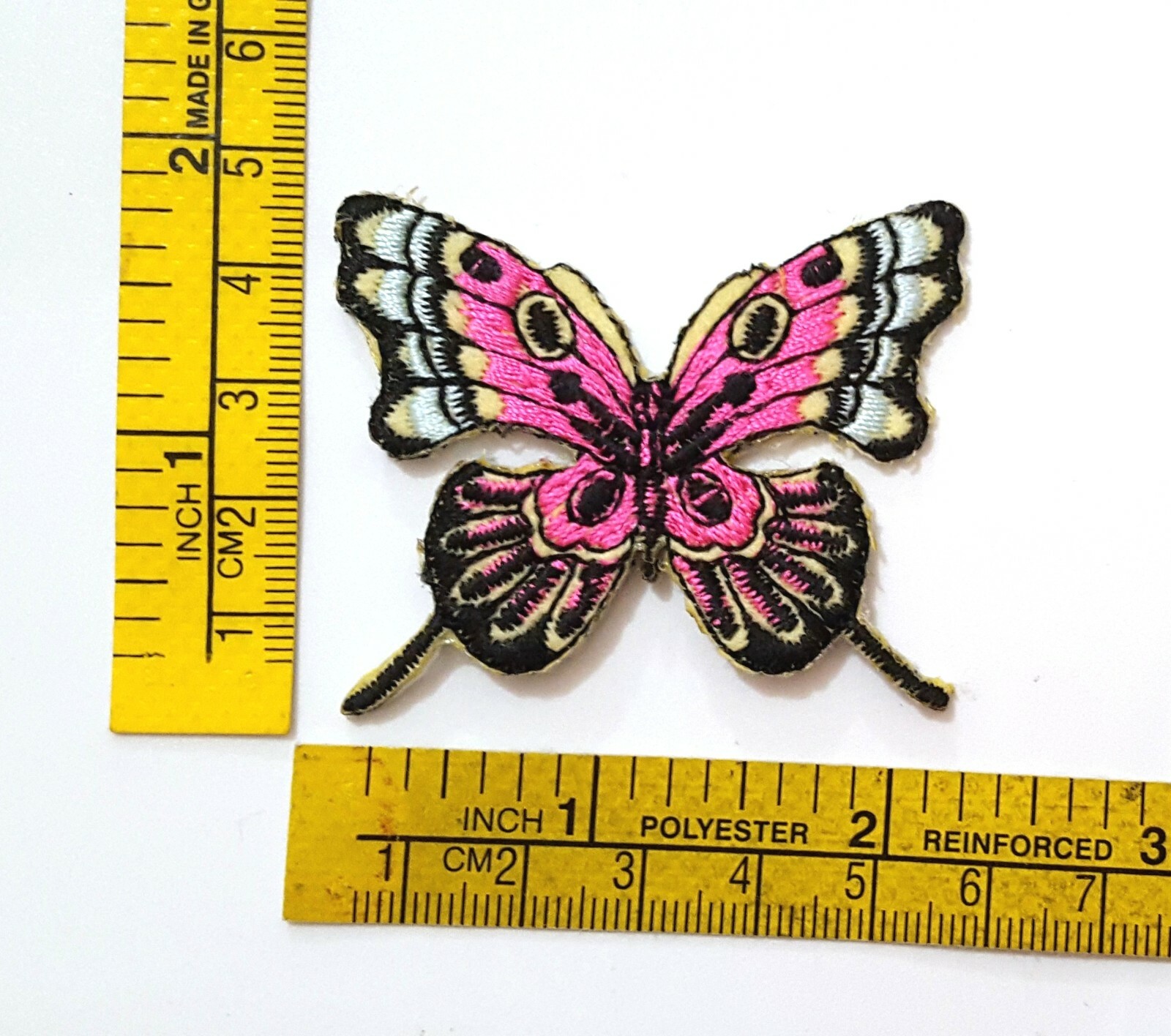 6pc / 7pc Black & Deep Pink Butterfly Embroideries Patch Appliques iron ...