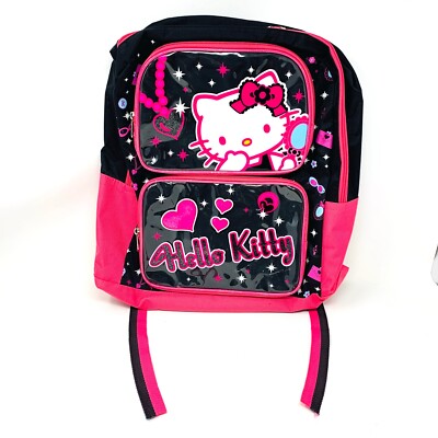 Hello Kitty Hearts and Stars Black and Pink Backpack | eBay