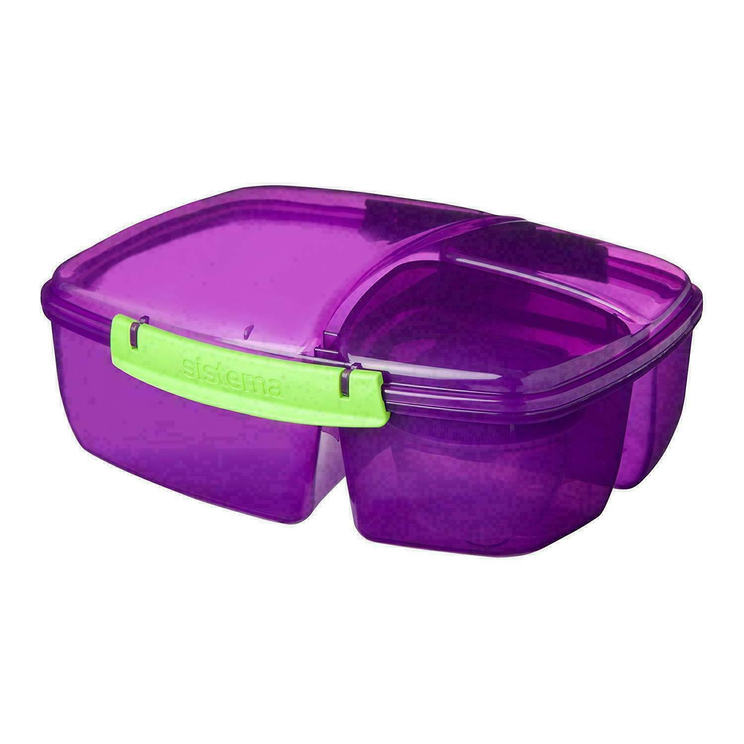 Sistema Lunch Triple Split Lunch Box with Yoghurt Pot Tub 2L Container ...