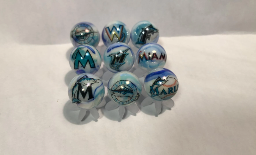 Florida Marlins MLB Major League Baseball 5/8 size marbles + stands | eBay