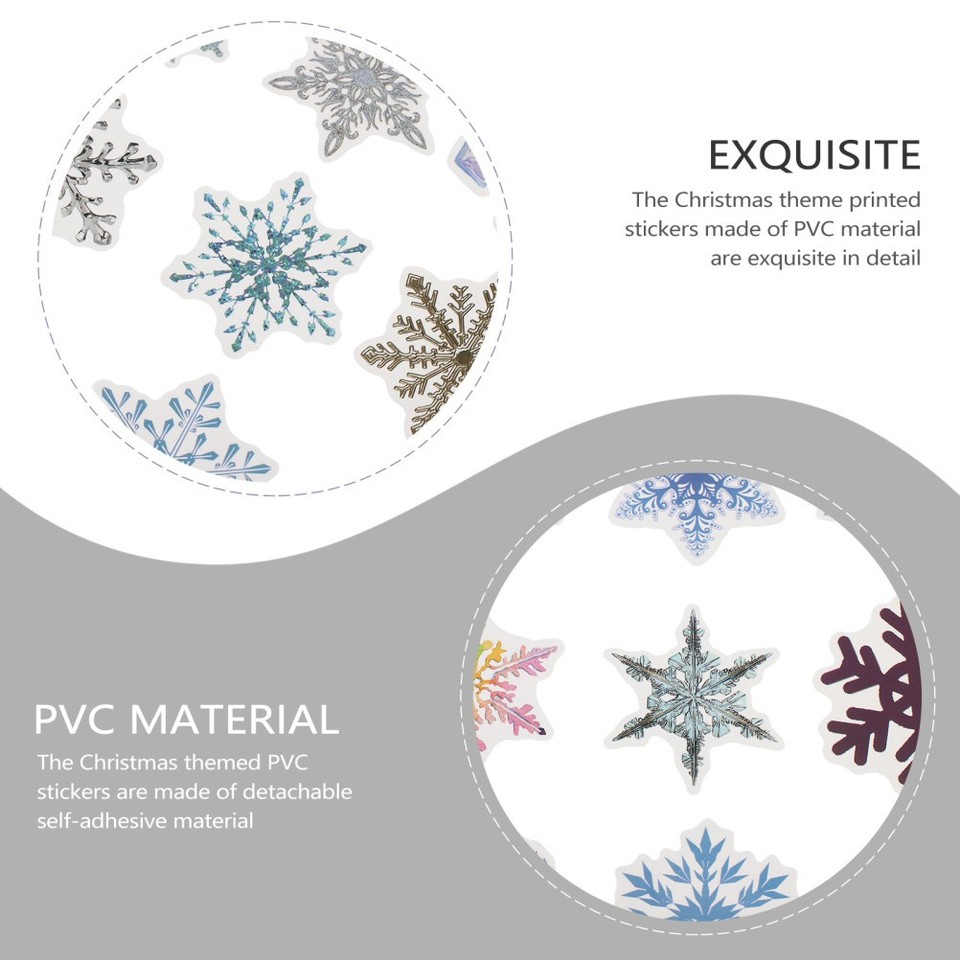 100 Pcs PVC Snowflake Stickers Christmas Wall Stickers Glass Window ...